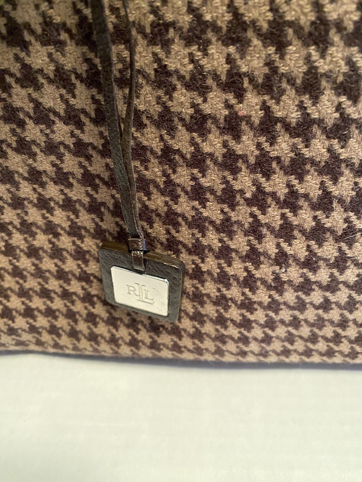 VINTAGE Lauren By Ralph Lauren Brown Houndstooth Purse W Logo Charm ...