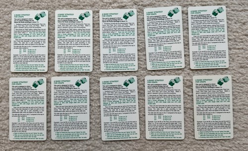 Casino CRAPS Basic Strategy Cards (New) Lot of “10” INCREASE YOUR ...
