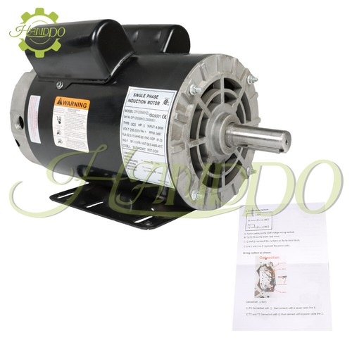 Compressor Duty Electric Motor 5 HP 230V 1 Phase 3450 RPM Frame-56 HZ 7 ...