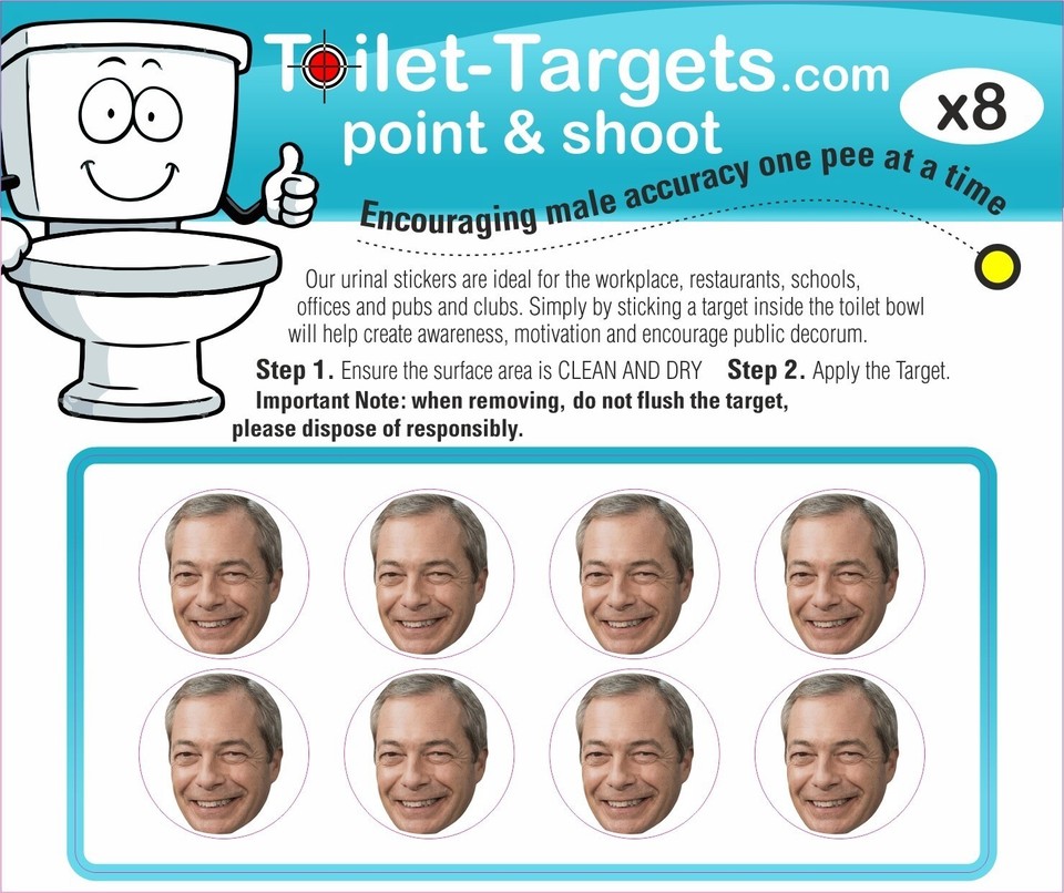 Toilet Target Vinyl Stickers urinal bathroom pub bar training cleaning ...