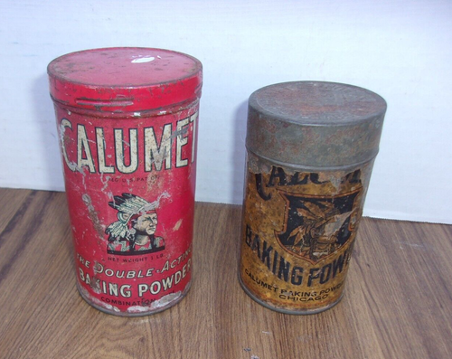 2 Rare Vintage Calumet Baking Powder Chief Advertising Americana Tin | eBay