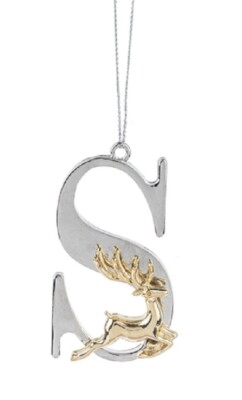 Ganz Elegant Silver Monogram Letter "S" Ornament Accented w/Gold ...