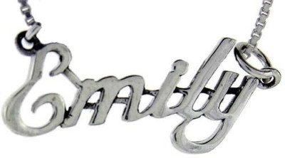 925 Sterling Silver Emily Name Plate Charm Pendant Necklace 17in Chain ...
