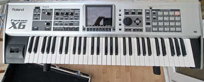 Roland Fantom X6 Synthesizer Keyboard in silver with 61 keys in flight ...