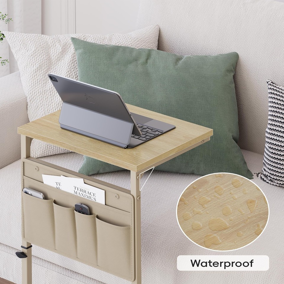 Shaped End Table, 32'' Tall Side Table for Couch, Adjustable Height ...