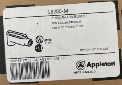 Appleton LB200-M 2” Malleable Iron form 35 LB only | eBay