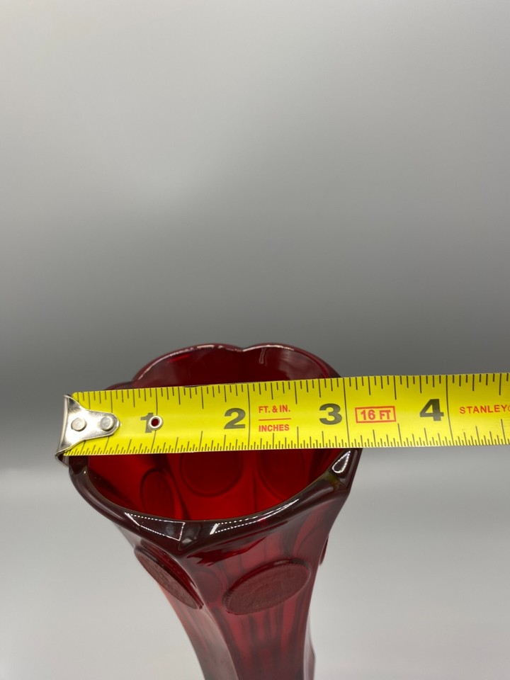 Fostoria Ruby Red Coin Glass Crystal Vase Vintage | eBay