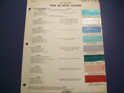 1956 DeSoto De Soto car color Paint Chips set - DuPont | eBay