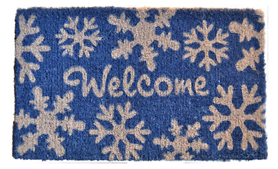 WINTER SNOWFLAKES COIR WELCOME MAT - 18" X 30" - CHRISTMAS DOORMAT | eBay