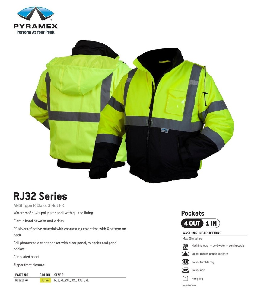 HIGH VISIBILITY INSULATED HI VIS REFLECTIVE ROAD WORK SAFETY BOMBER ...