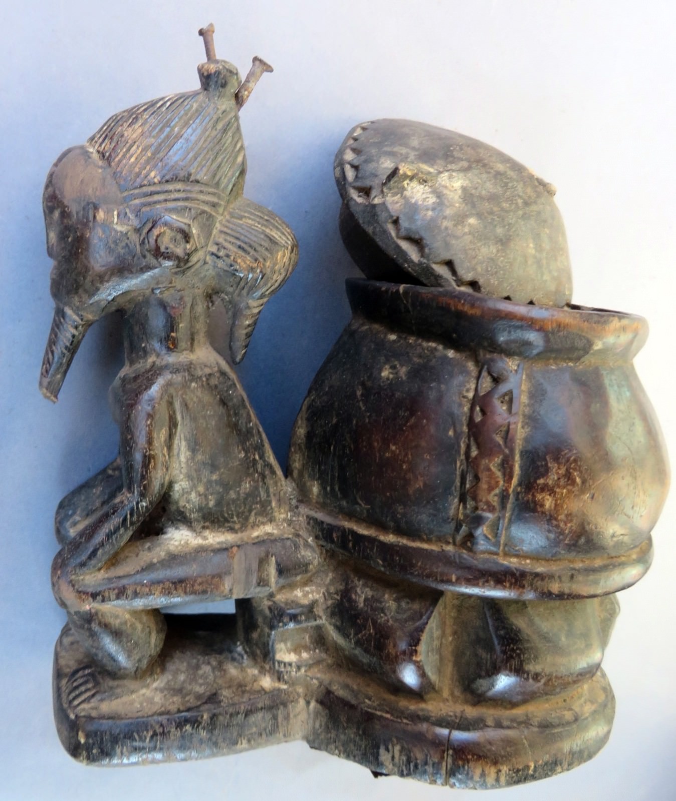 AFRICAN ORIGINAL BAULE POWER FETISH DIVINATION STATUE ORACLE BOWL WOOD ...