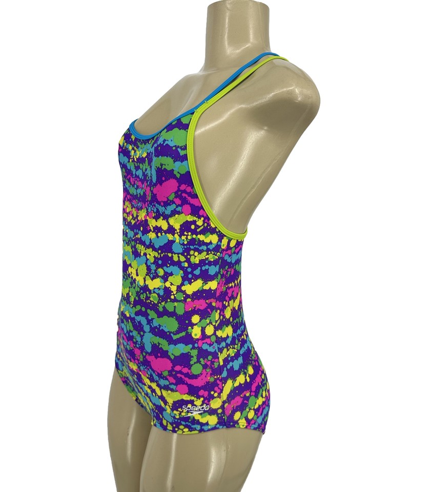 GIRLS SPEEDO 1 PIECE SWIMSUIT Size 10 Kids Girls PAINT SPLATTER One ...