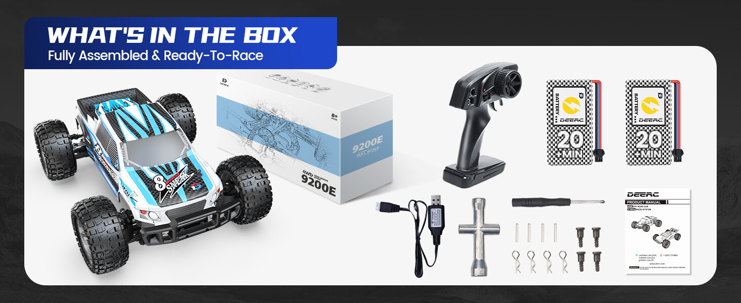 DEERC 9200E 4WD Large RC Car 48KM/H 1:10 Scale 2.4GHz Off Road Monster ...