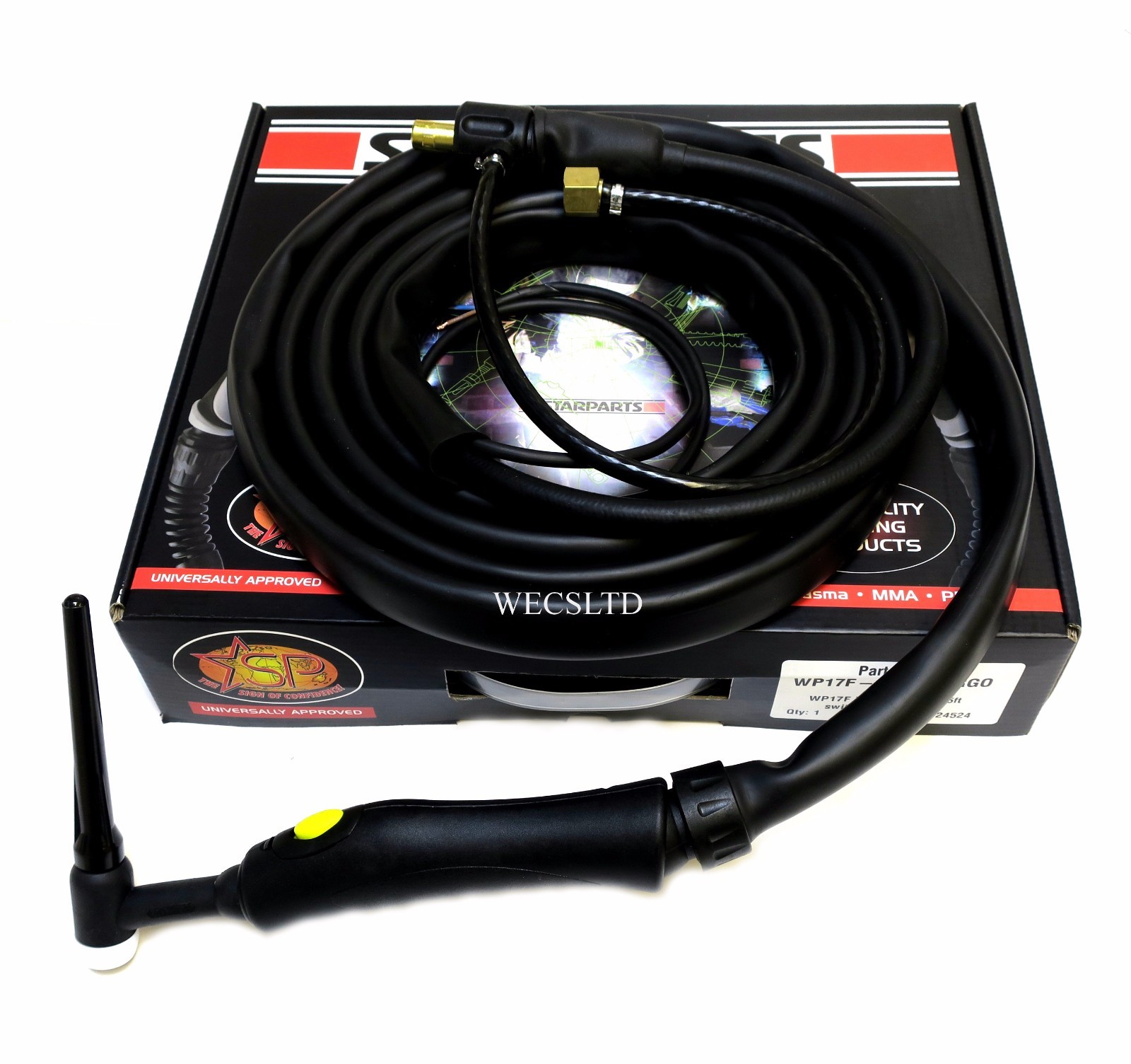 WP17, WP17F, WP17V Tig Torch 12 Foot 10/25 or 35/50 Connection Parweld ...