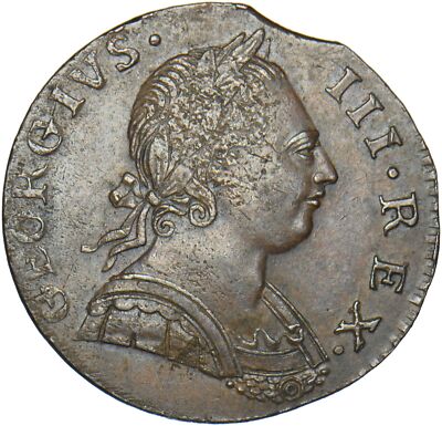 1775 Halfpenny (Contemporary Counterfeit) - George III British Copper ...