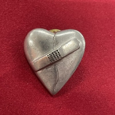 Vintage Pewter Bandaged Cracked Broken Heart Lapel Pin | eBay