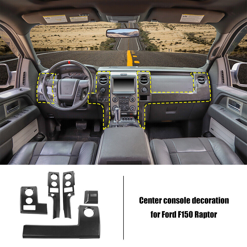 Carbon Fiber Center Console Dashboard Panel Cover Trim Kit for Ford ...