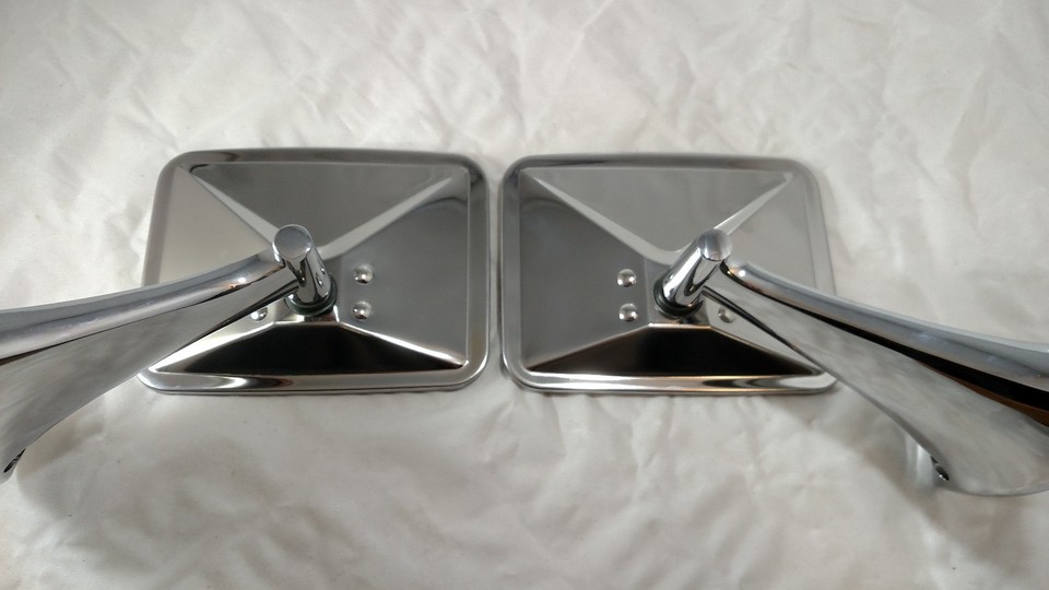 Pair Square Rectangle Chrome Outside Rearview Door Mirrors 1970-1972 ...