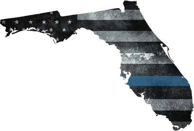 5" FL Florida State Thin Blue Line Tattered American Flag Police ...