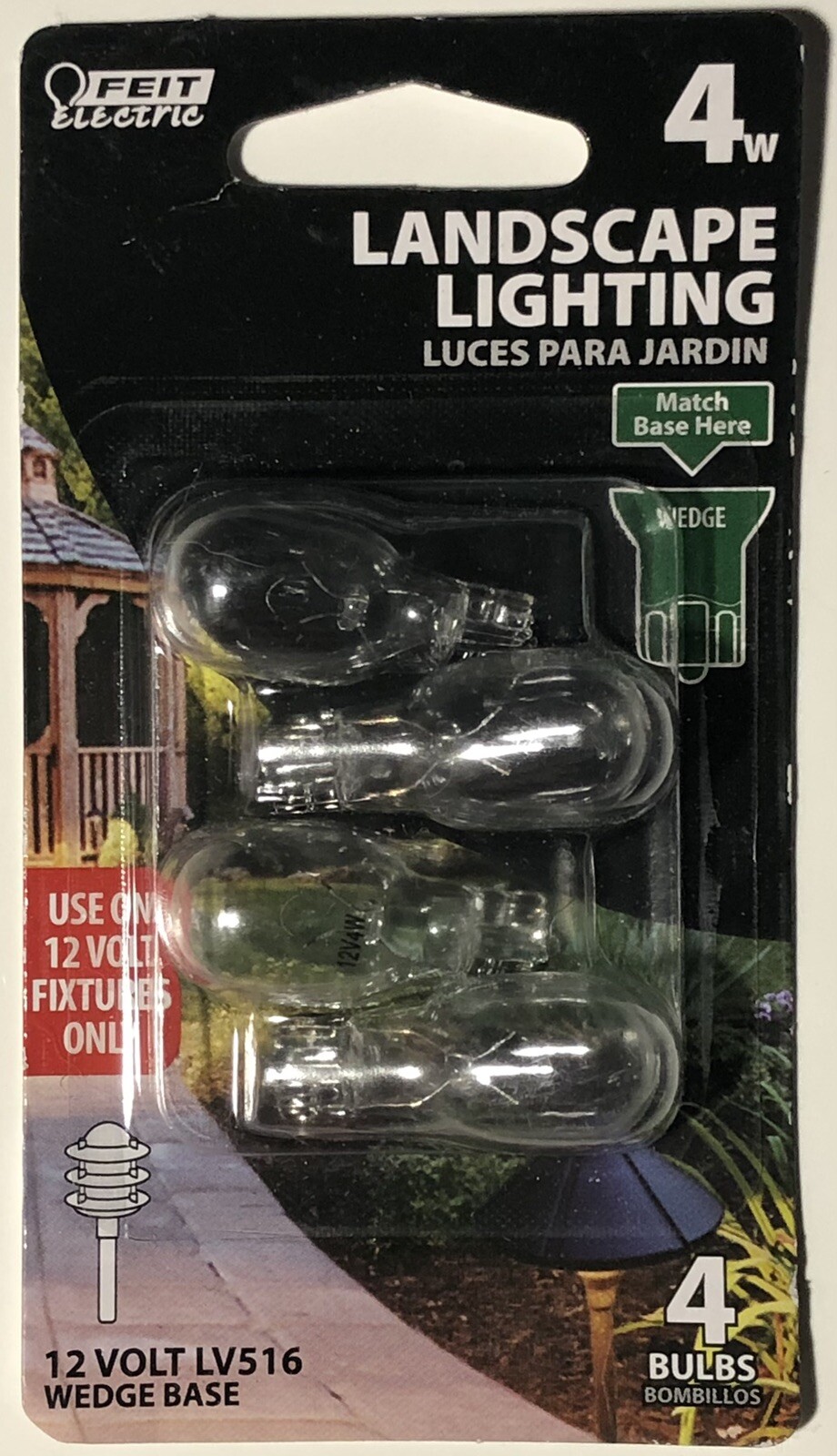 12 Feit Electric 12 Volt 4w Wedge Base Landscape Lighting Bulbs Lv516 ...
