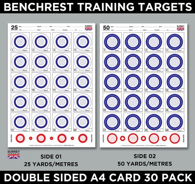 Benchrest Shooting Training Targets A4 Sheets Air Rifle Pistol 2 Sided ...