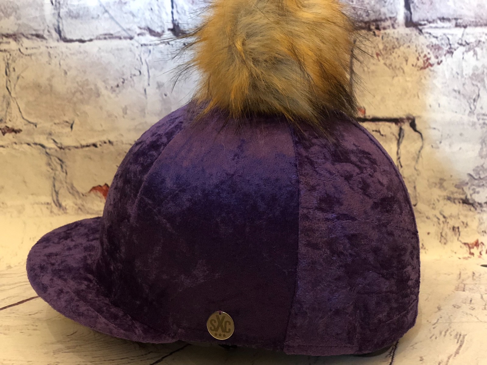 Luxury Crushed Velvet Faux Fur Pompom Riding Hat Silk Cover Equestrian ...