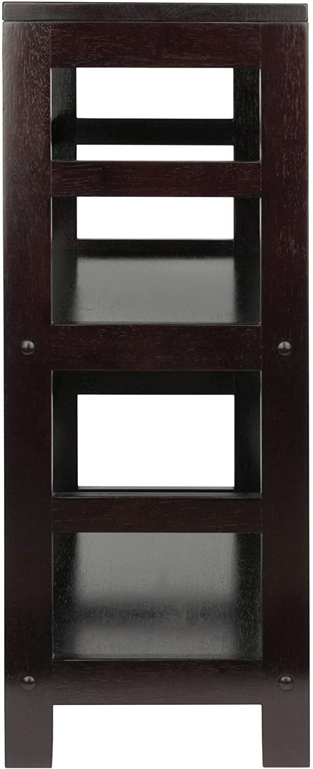 Short Wide Bookshelf Two Shelf Open Bookcase For Small Home Office Dark ...