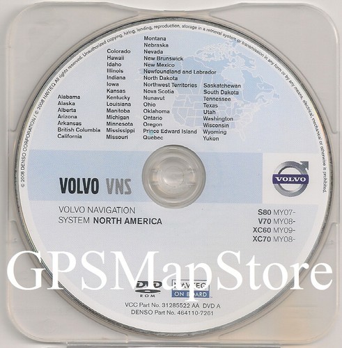 2009 2010 Volvo S80 XC60 XC70 V70 VNS Navigation DVD WEST Coast U.S Map ...