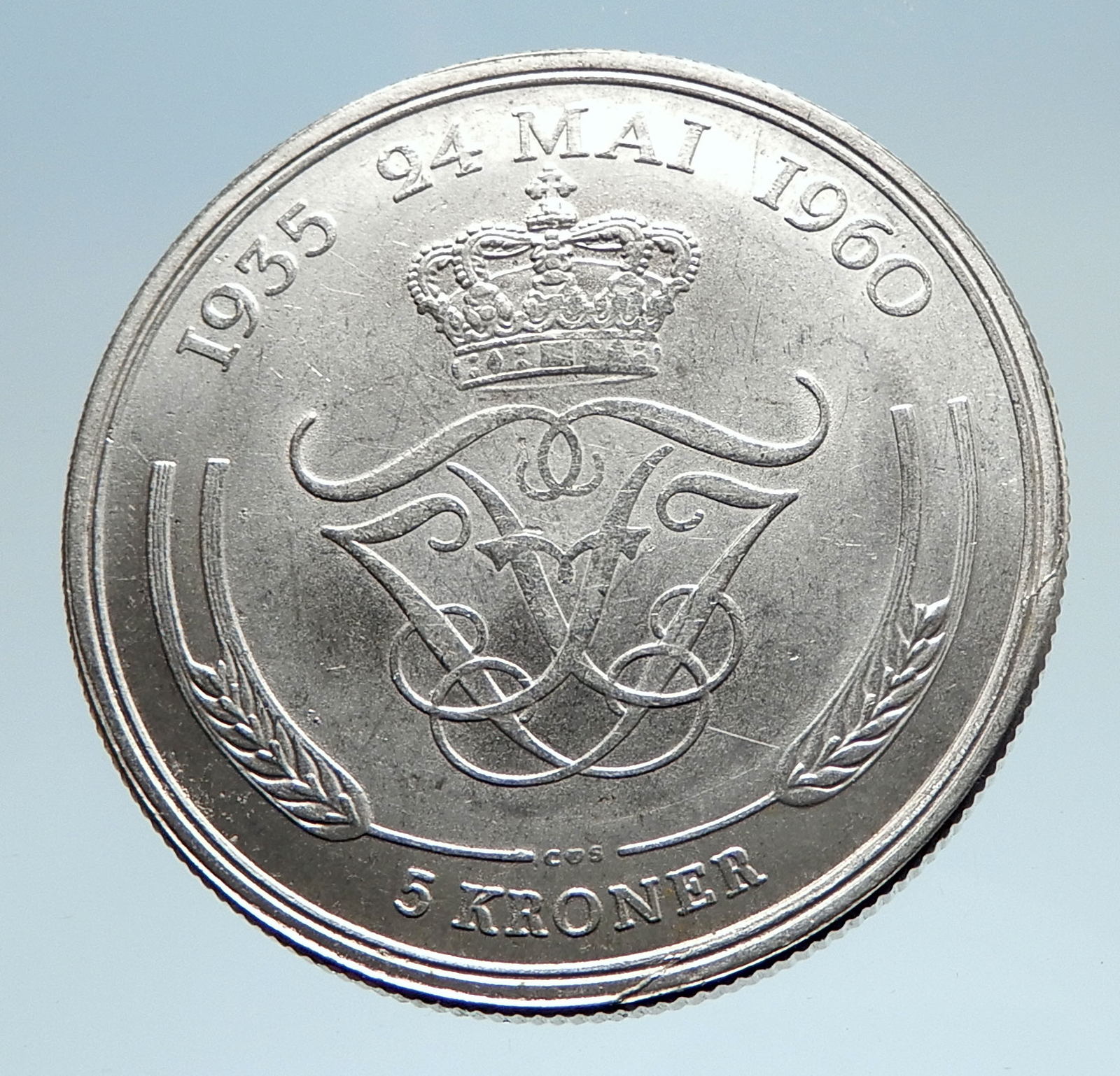 1960 DENMARK King Frederick IX & Queen Ingrid Silver WEDDING ANNIVER ...