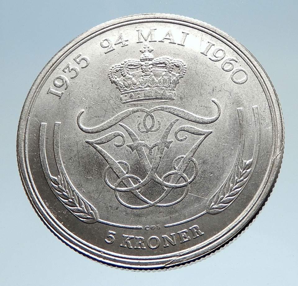 1960 DENMARK King Frederick IX & Queen Ingrid Silver WEDDING ANNIVER ...