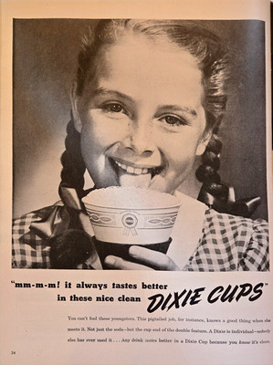 Dixie Cups Print Ad 1946 Girl pigtails ice Vintage | eBay