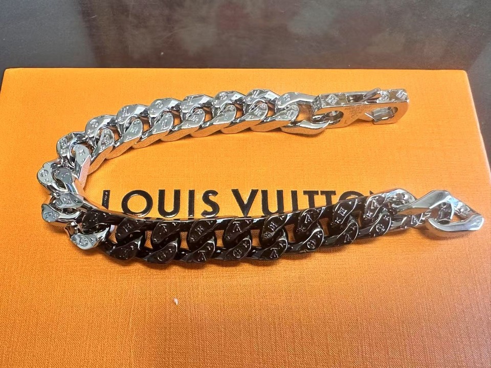Louis Vuitton Monogram Canvas Silver Tone 8.5" LV Pin Bracelet | eBay
