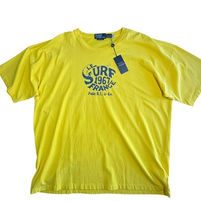 Polo Ralph Lauren Vintage Fit Graphic Surf Tee Shirt Mens XXL Yellow ...