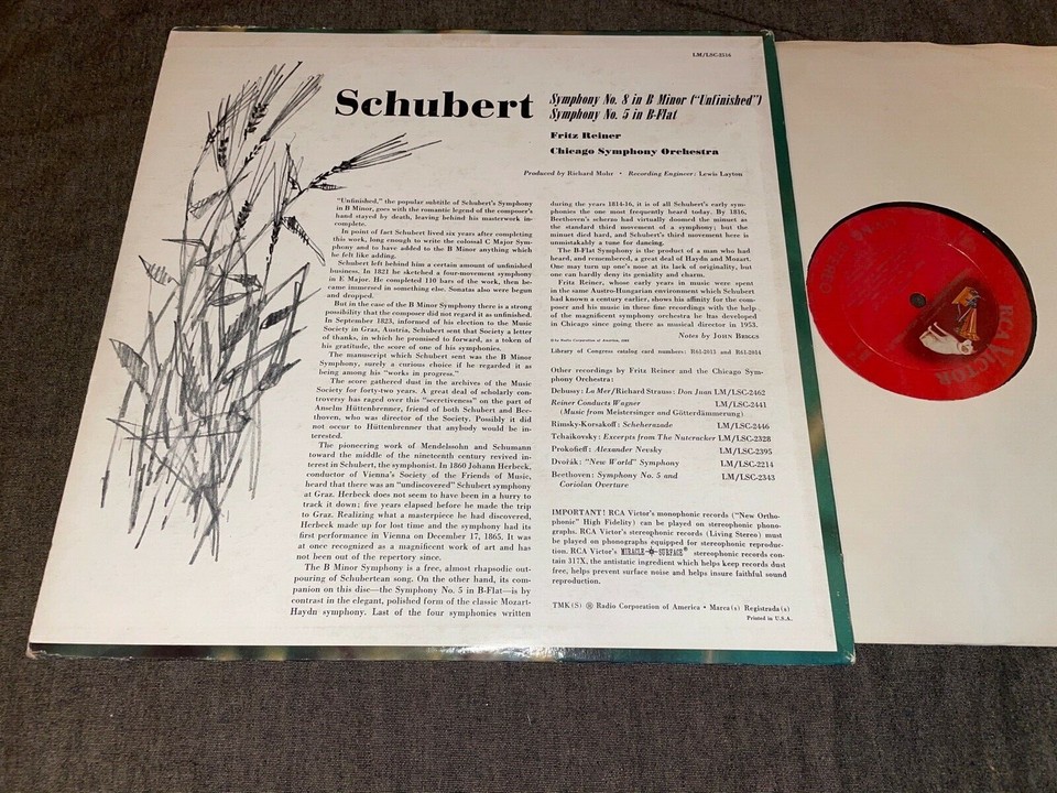 LSC -2516 ed1 SHADED DOG, DG Reiner, CSO: Schubert: Symphonies nos. 8 ...