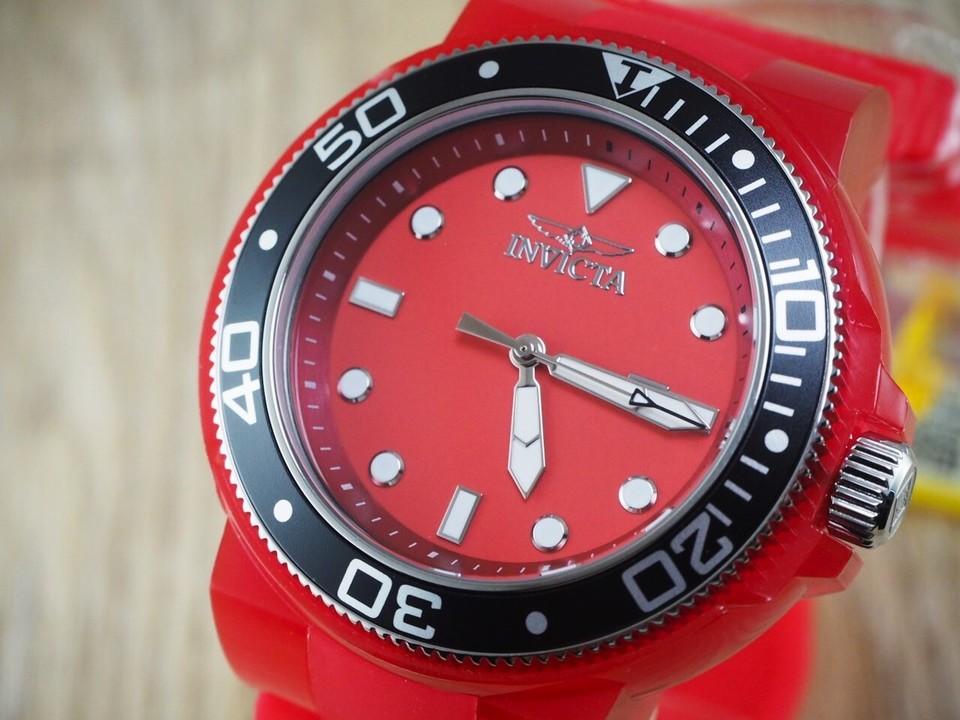 NEW Invicta Men's 52mm GRAND PRO DIVER Quartz ANATOMIC CASE Burgundy ...