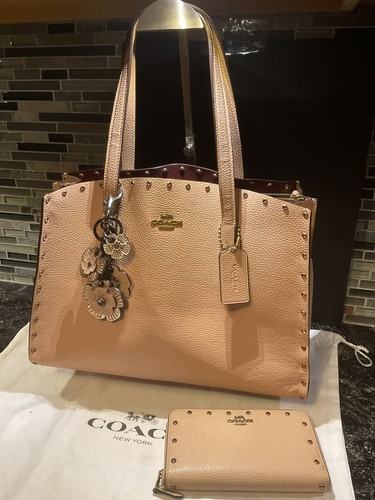 Coach Charlie Crystal Rivets & Accordion Wallet NUDE … - Gem