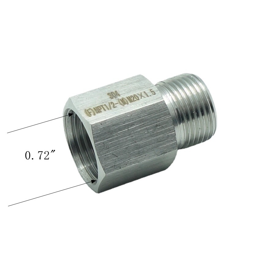 SS304 1/2" NPT Female Pipe X M20X1.5 Male Metric Adapter Fitting Oil ...