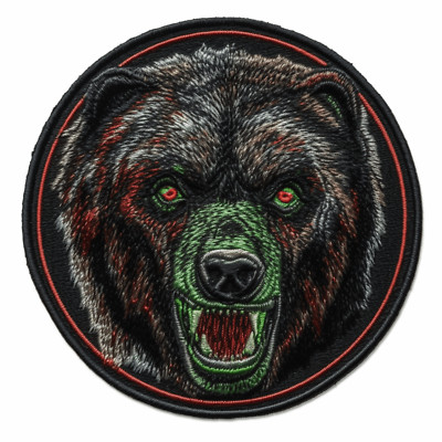 Black Bear Patch Iron-on Applique Halloween Infected Zombie Wild Animal ...