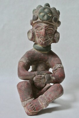 Vintage Aztec Mayan Style Terracotta Clay Painted Mexico Warrior ...