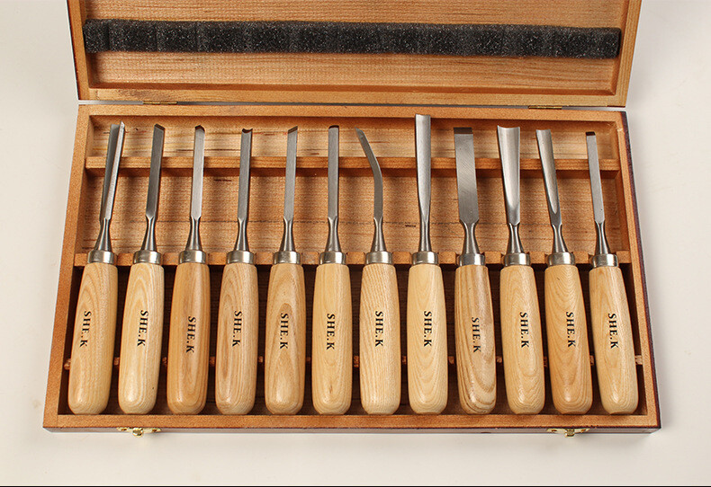 12 Pcs Wood Carving Hand Chisel Tool Set Woodworking Professional ...