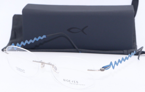 BLACKFIN BIO EYES X7 COL. 318 RIMLESS W/ BLUE TEMPLES AUTHENTIC EYEGLASSES 52-17 | eBay