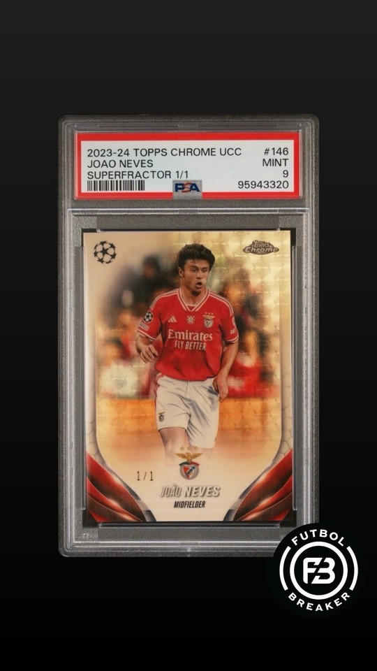 2023-24 Topps Chrome UCC #146 Joao Neves 1/1 SUPERFRACTOR PSA 9 OFO ...