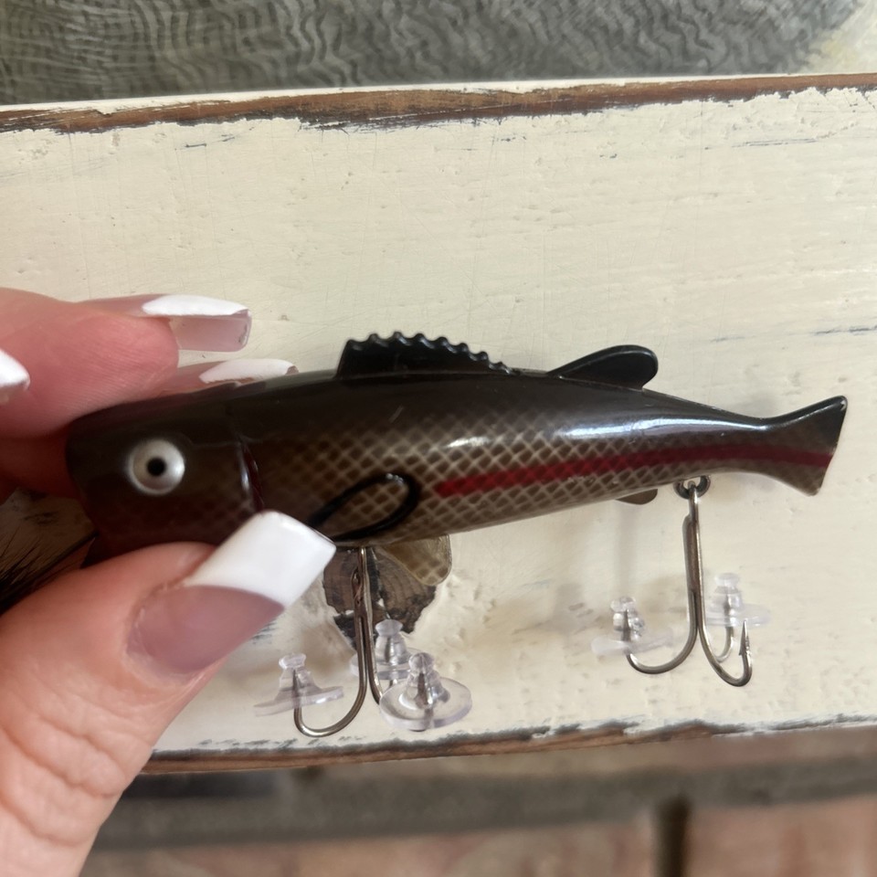 Bug In Bass Fishing Lure Red Stripe Black N Brown 1960s | eBay