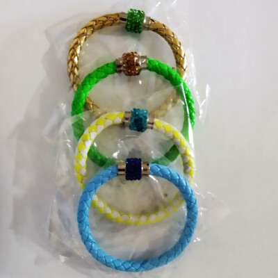 Braided Nylon Rope Bracelets Magnet Clasp Shiny Rhinestones 7.75" Pack ...