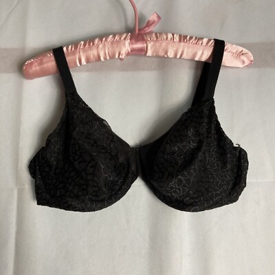 BALI PLATINUM Women's High-End Textured Bra 36D Black Lace Comfy Back ...
