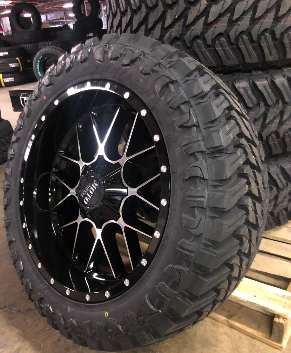 4) 22x10 Moto Metal MO986 Siege Wheels Rims 35" MT Tires 5x5 Jeep ...
