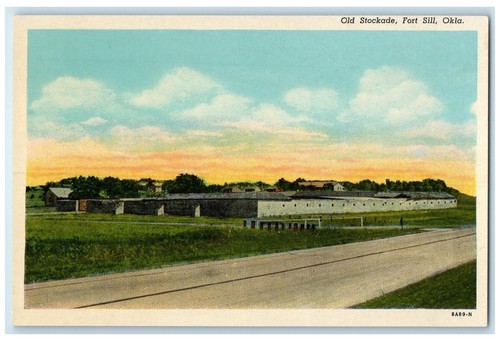 c1940s Old Stockade Scene Roadside Fort Sill Oklahoma OK Unposted Trees ...