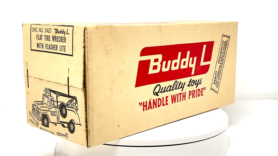 SEALED ULTRA RARE 1960s BUDDY L 5427 Flat Tire Wrecker w/ Flasher Lite ...