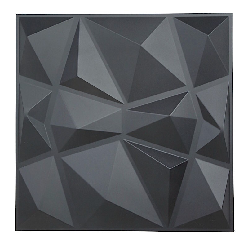 BLACK 12 Square 20" x 20" Matte PVC Stick On WALL PANELS 3D Diamond ...