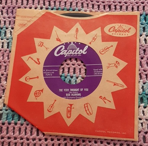 Bob Manning 45 The Very Thought Of You / Just For Laughs Capitol F2973 ...